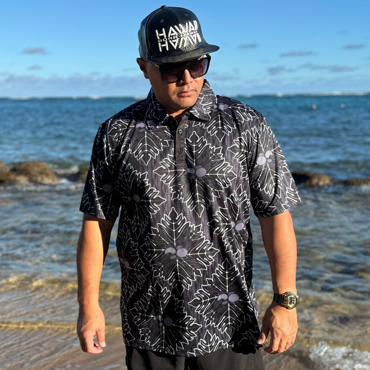 QUILTED POLO BLACK – Born Hawaii