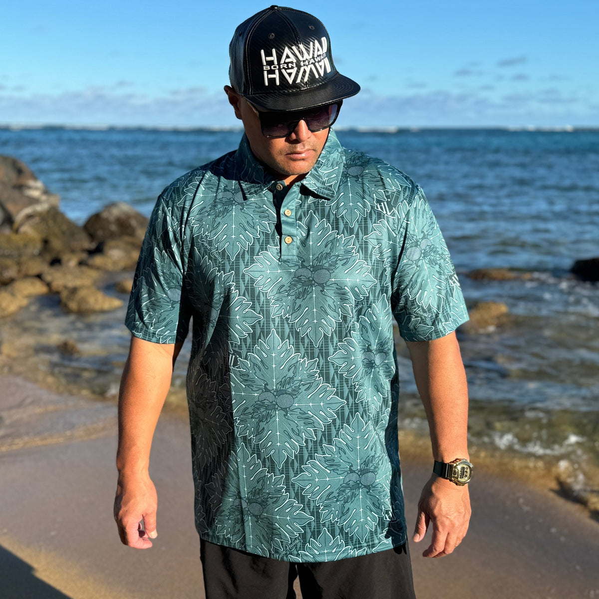 QUILTED POLO TEAL – Born Hawaii